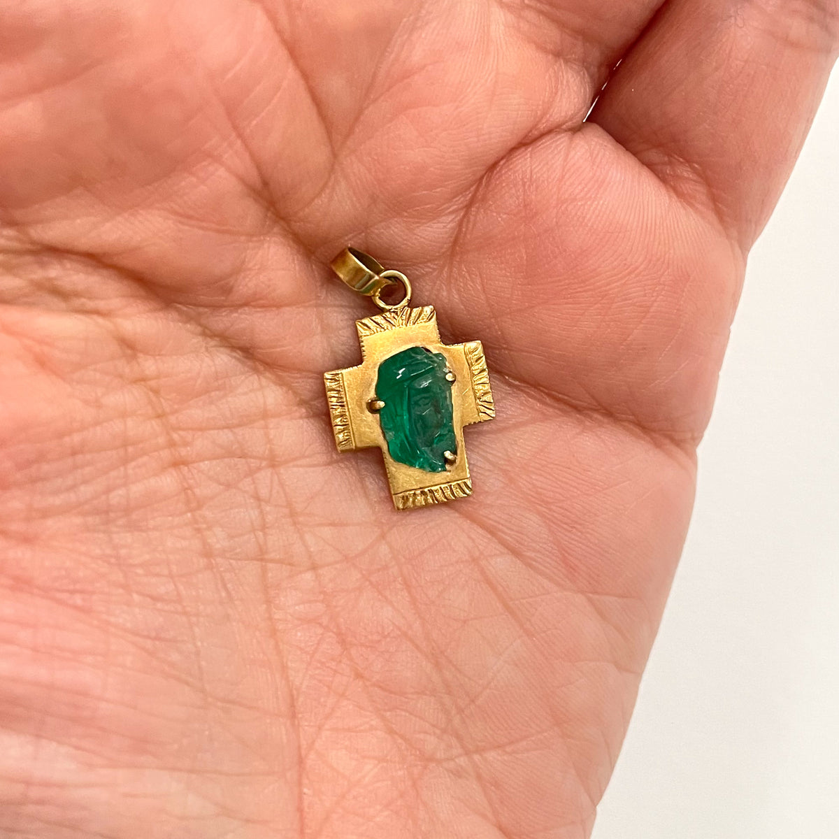 Vintage 18K Cross with Emerald Christ | Vana Chupp Studio