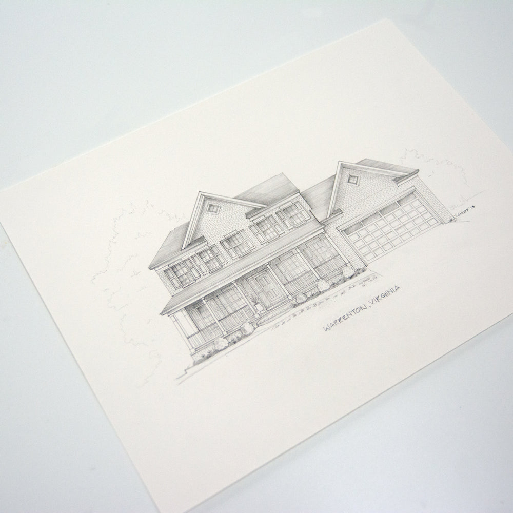 Custom House Illustration - Pencil | Vana Chupp Studio