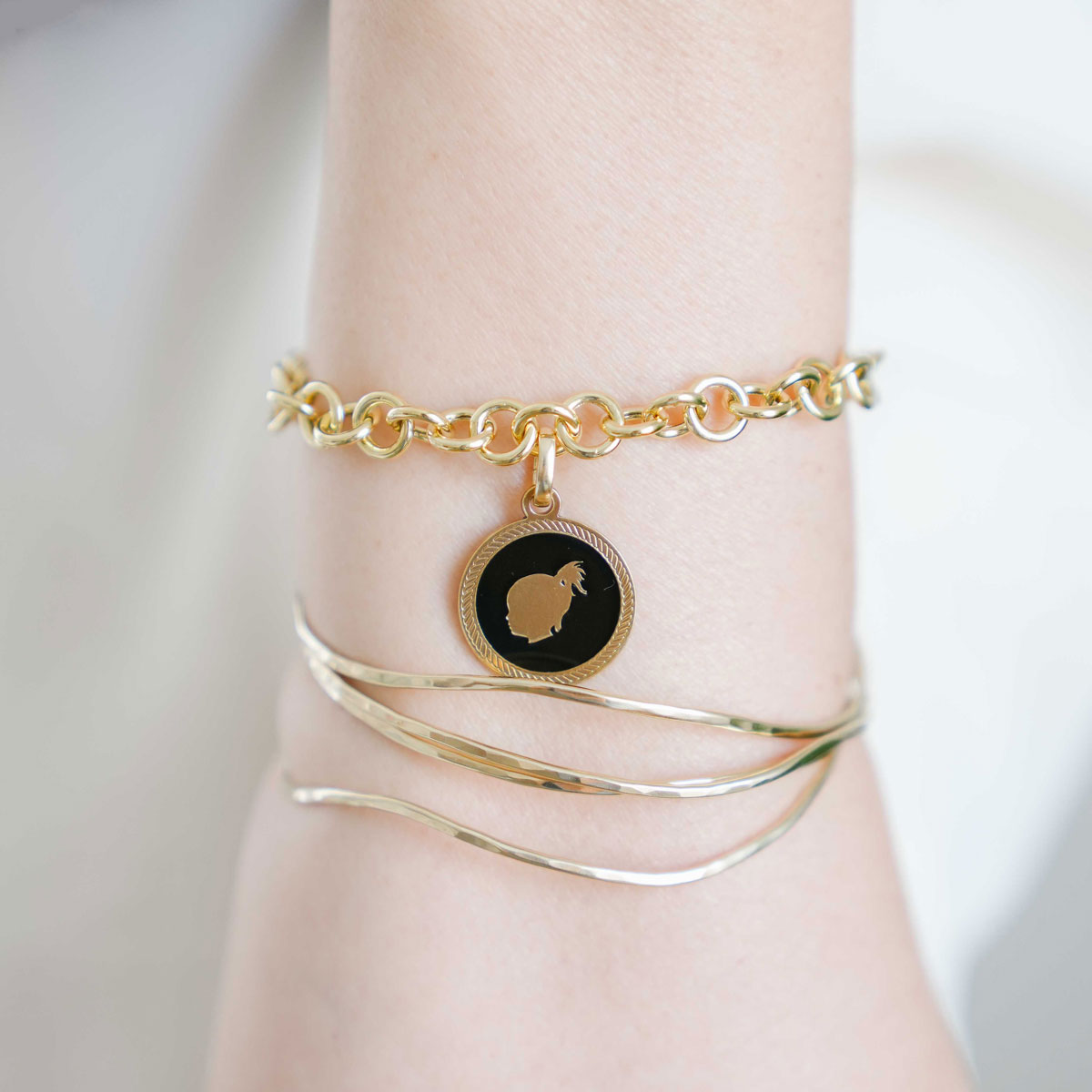 Silhouette Enamel Medallion - Rope Border | Vana Chupp Studio